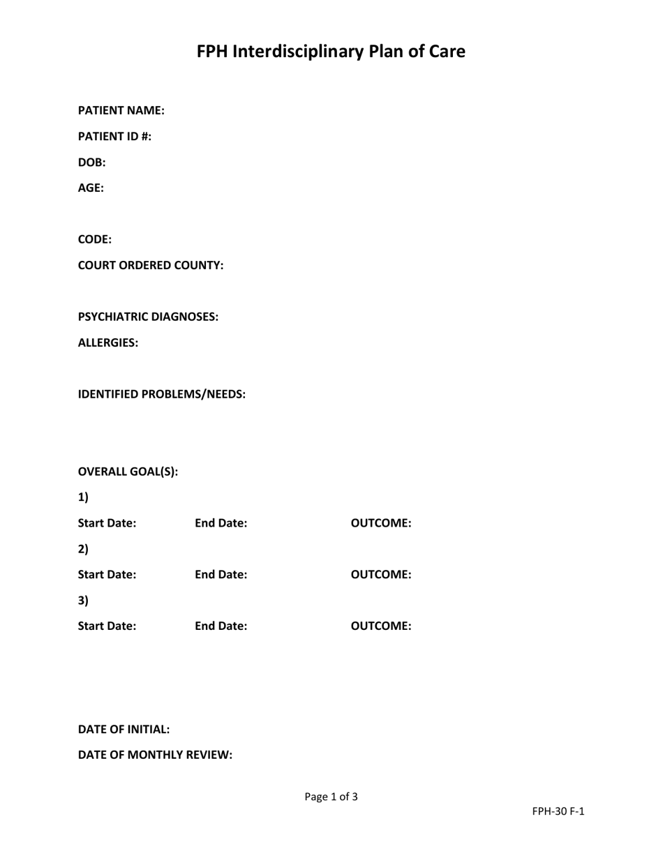 Iowa Fph Interdisciplinary Plan of Care - Fill Out, Sign Online and ...