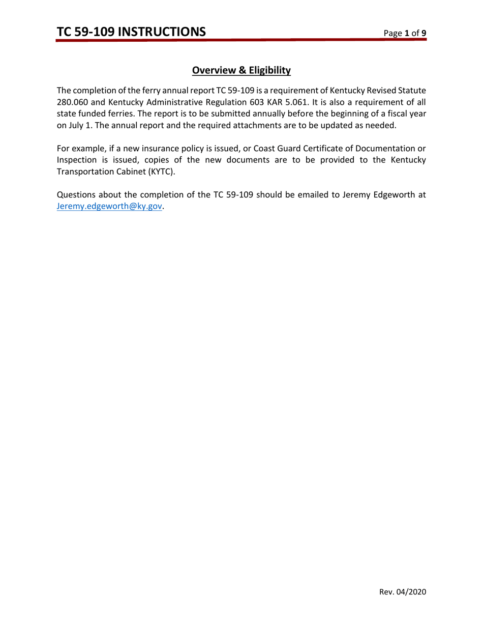 Download Instructions for Form TC59-109 Kentucky Ferryboat Annual ...