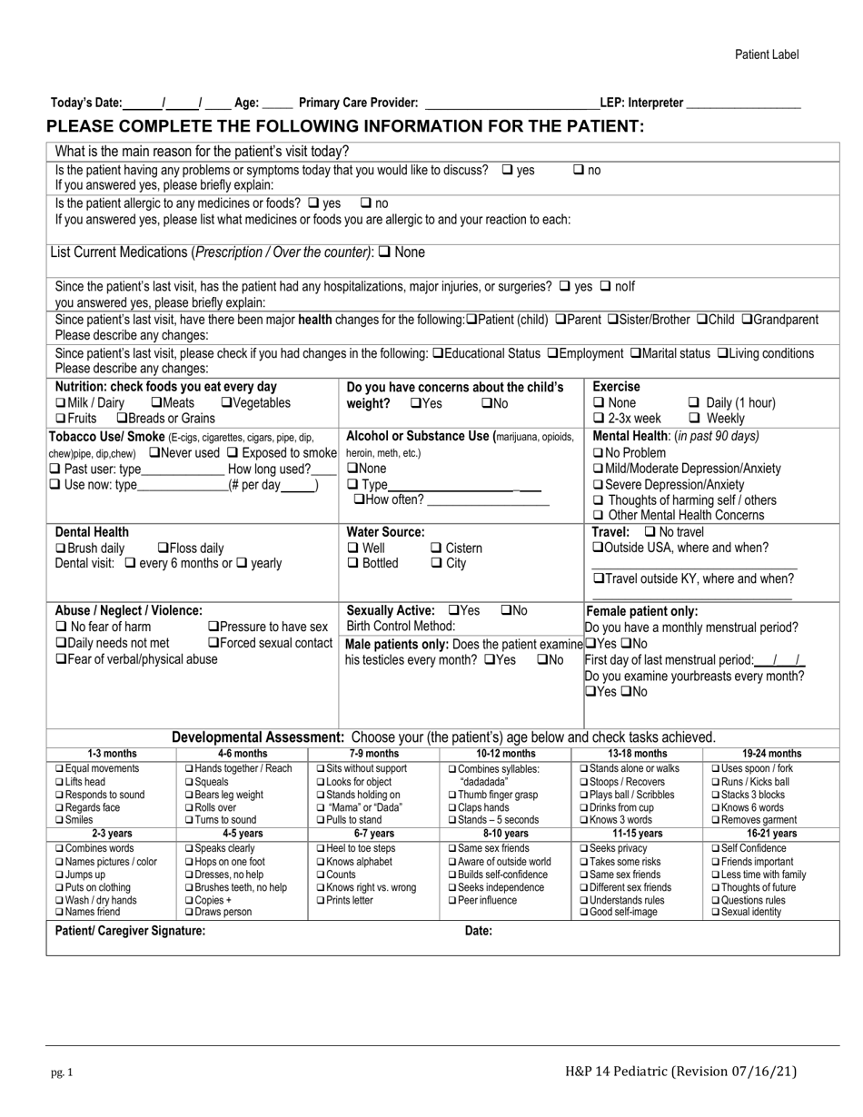 Form HP14 - Fill Out, Sign Online and Download Printable PDF, Kentucky ...