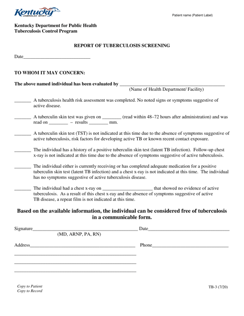 Kentucky Department for Public Health Forms PDF templates. download ...