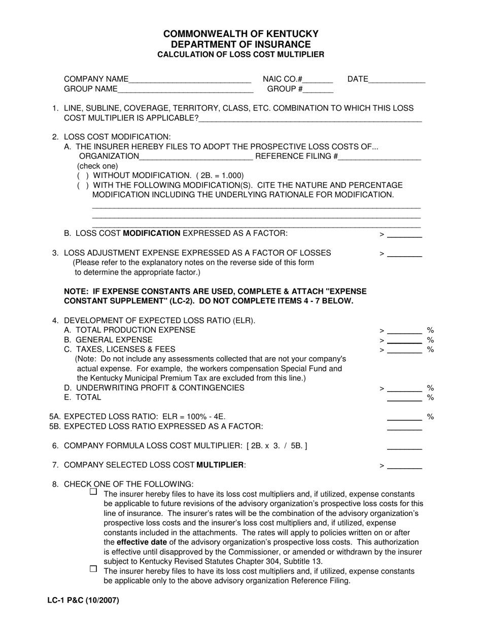 Form LC-1 P&C - Fill Out, Sign Online and Download Printable PDF ...
