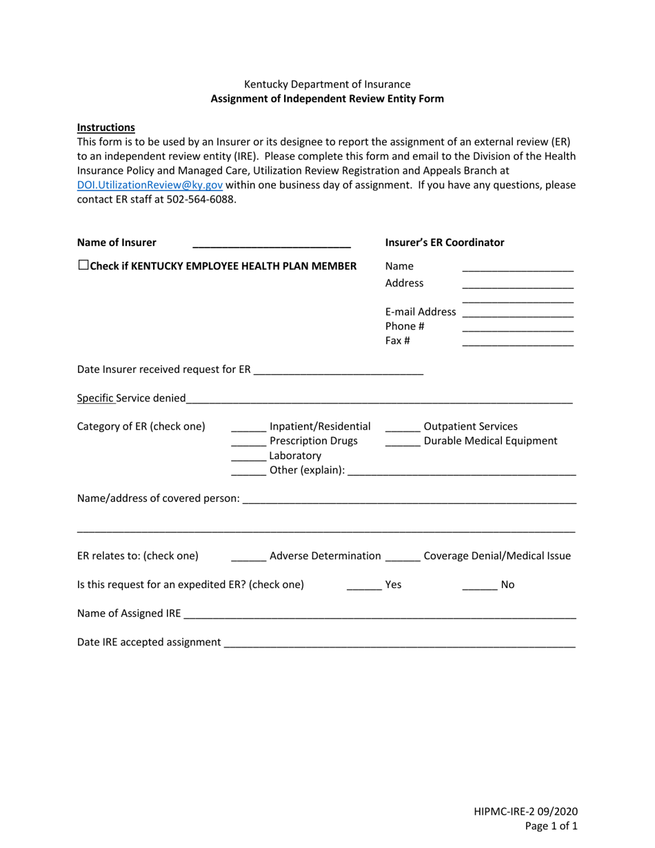 Form HIPMC-IRE-2 - Fill Out, Sign Online and Download Printable PDF ...