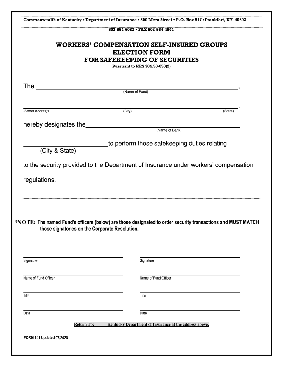 Form 141 - Fill Out, Sign Online and Download Printable PDF, Kentucky ...