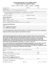 Maine Furlough Leave Application - Fill Out, Sign Online and Download ...