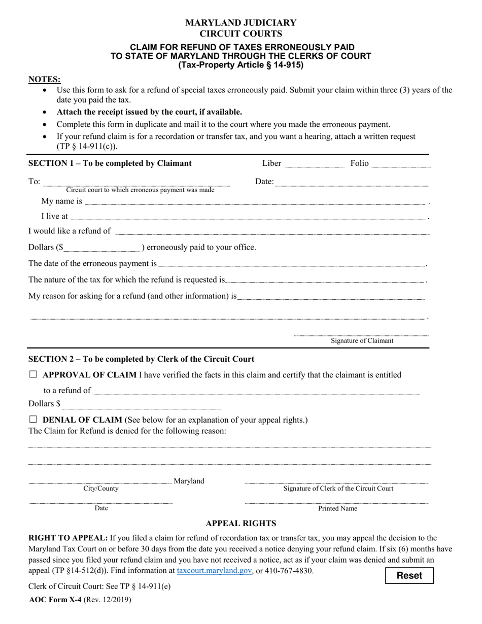 AOC Form X-4 - Fill Out, Sign Online and Download Fillable PDF ...