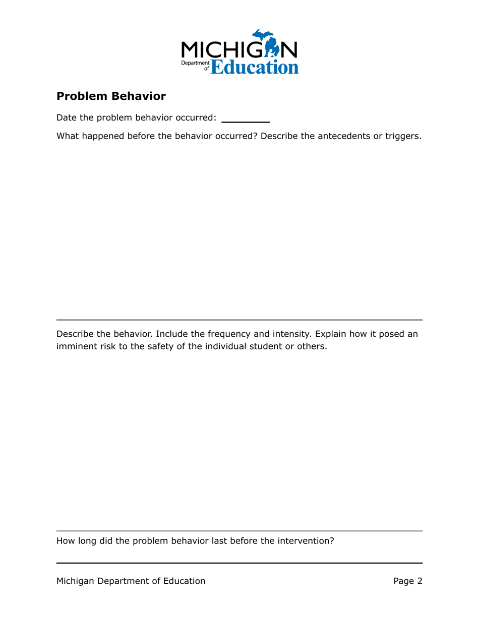 Michigan Seclusion and Restraint Documentation Form - Fill Out, Sign ...