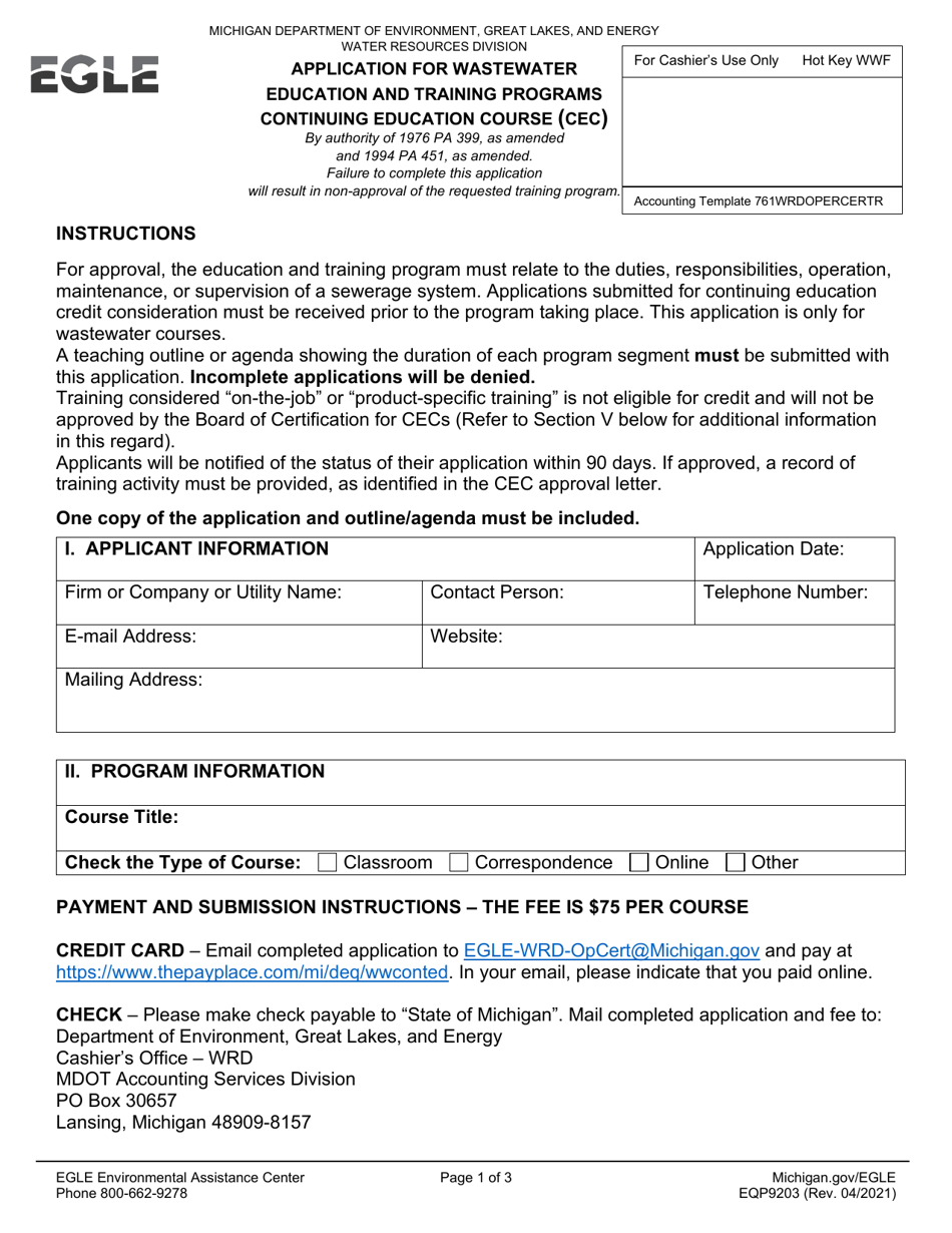 Form EQP9203 - Fill Out, Sign Online and Download Fillable PDF ...