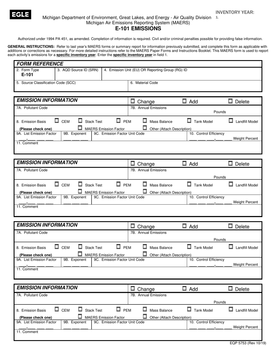 Form E-101 (EQP5753) - Fill Out, Sign Online and Download Printable PDF ...