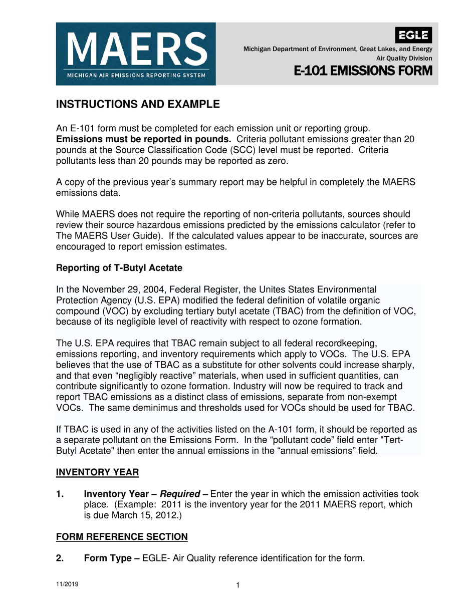 Download Instructions for Form E-101, EQP5753 Emissions PDF ...