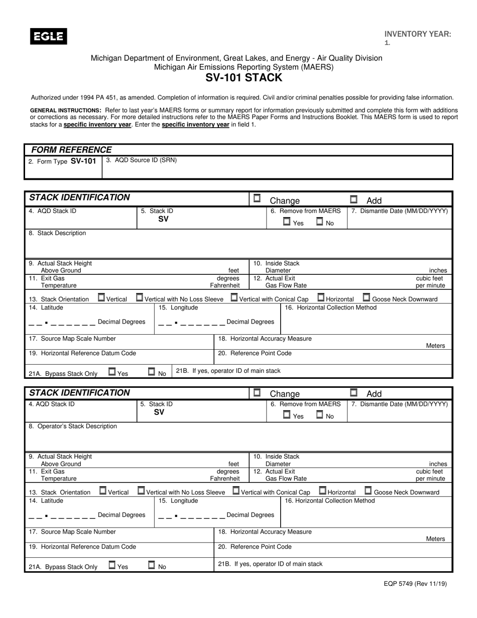 Form EQP5749 (SV-101) - Fill Out, Sign Online and Download Printable ...