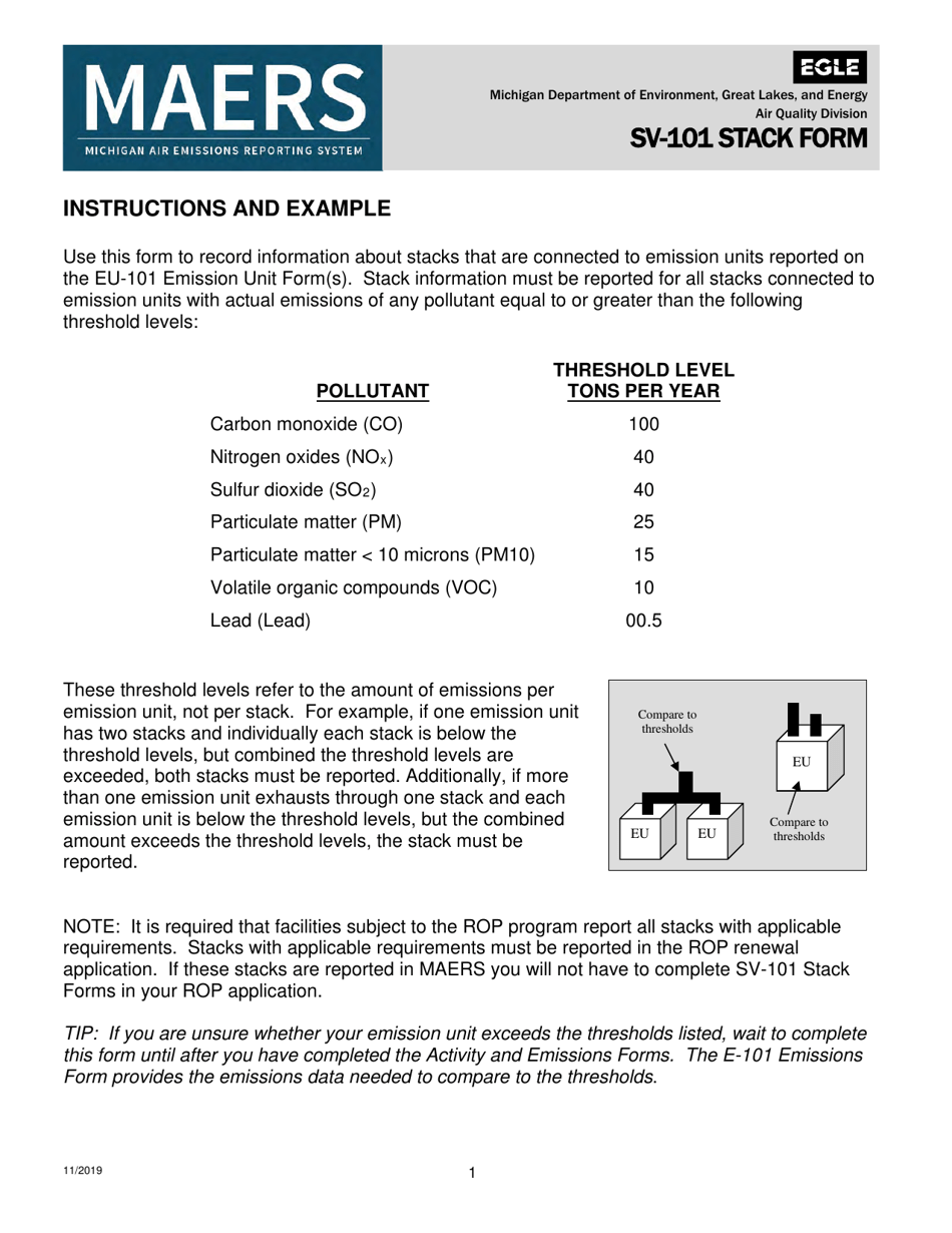 Download Instructions for Form SV-101, EQP5749 Stack Form PDF ...