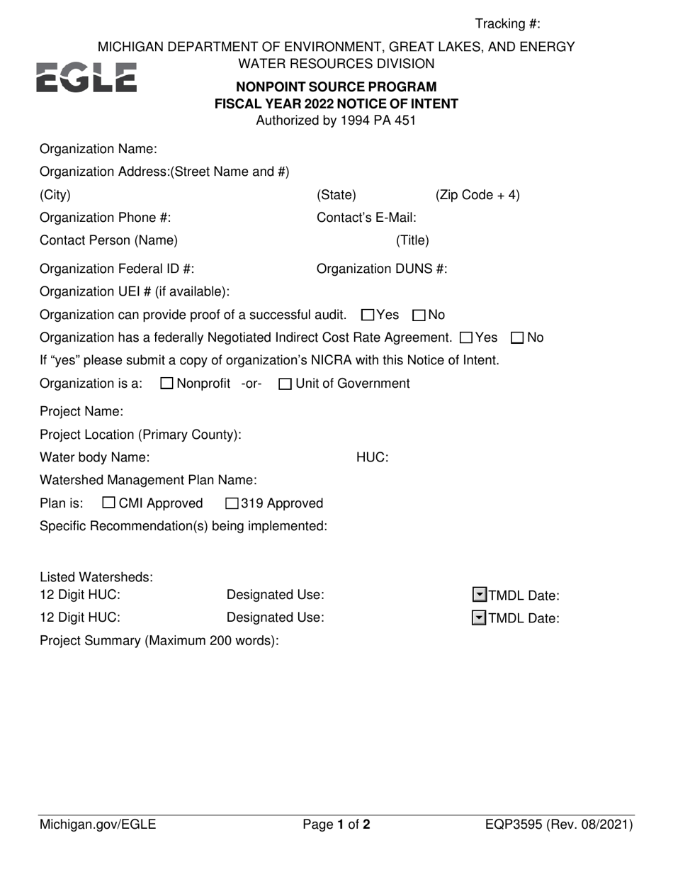 Form EQP3595 - 2022 - Fill Out, Sign Online and Download Fillable PDF ...