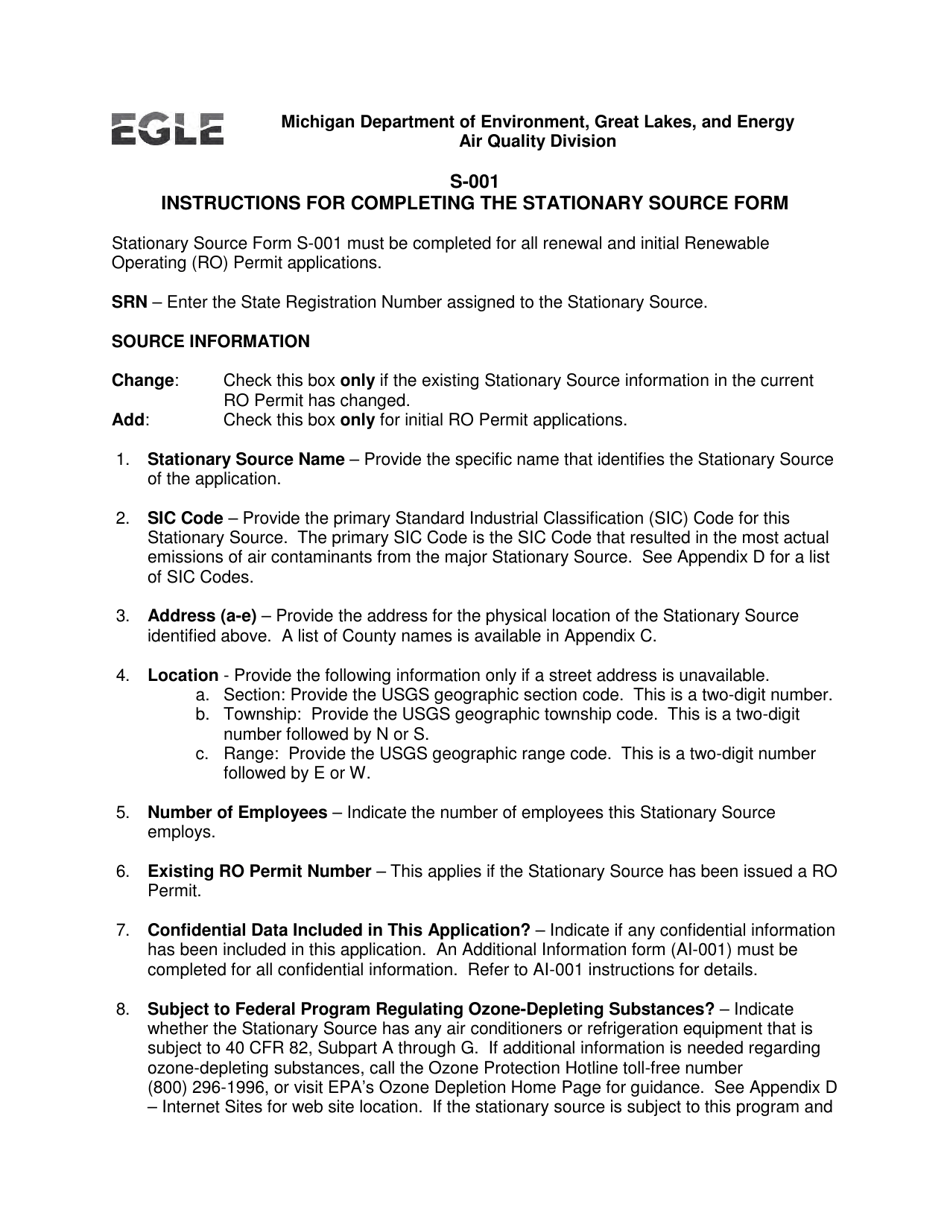 Download Instructions for Form S-001, EQP5761 Renewable Operating ...