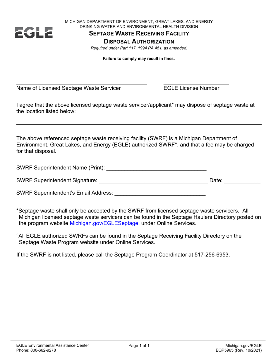 Form EQP5965 - Fill Out, Sign Online and Download Fillable PDF ...