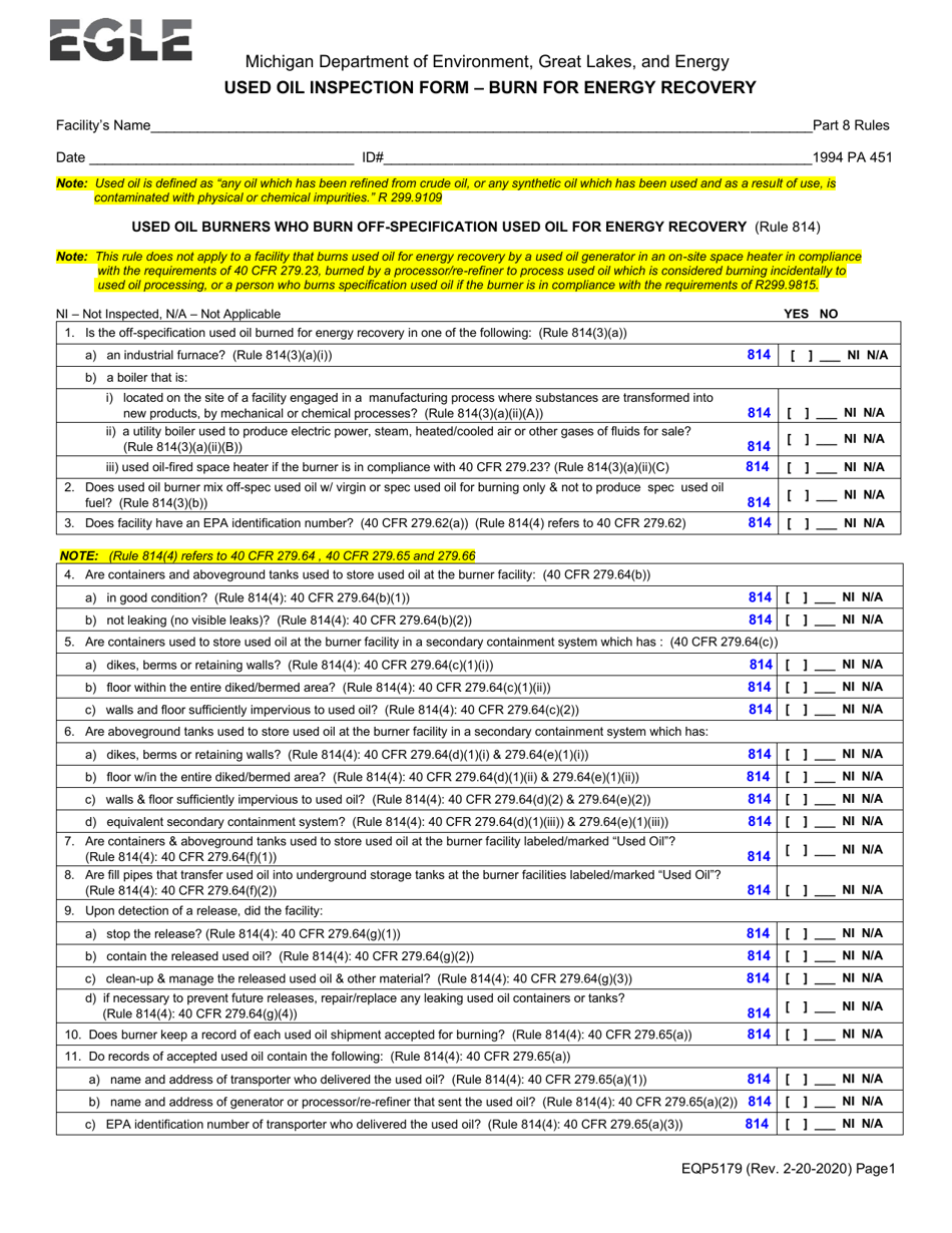 Form EQP5179 - Fill Out, Sign Online and Download Printable PDF ...