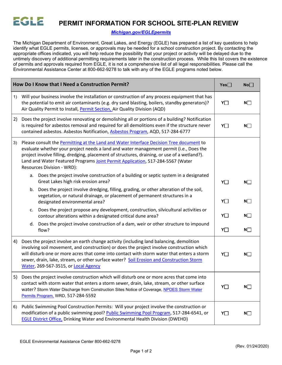 Michigan Permit Information Checklist for Schools - Fill Out, Sign ...