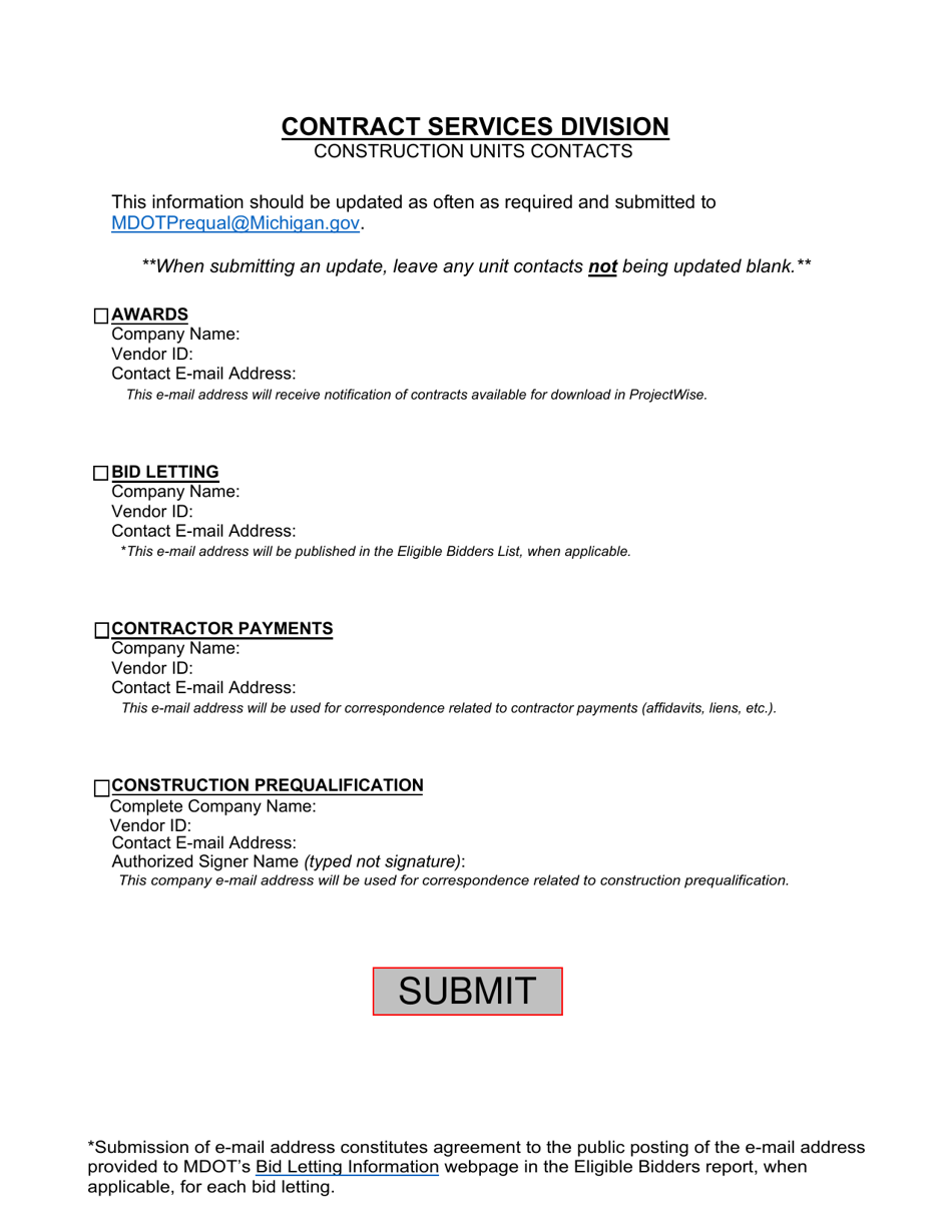 Michigan Construction Units Contacts - Fill Out, Sign Online and ...