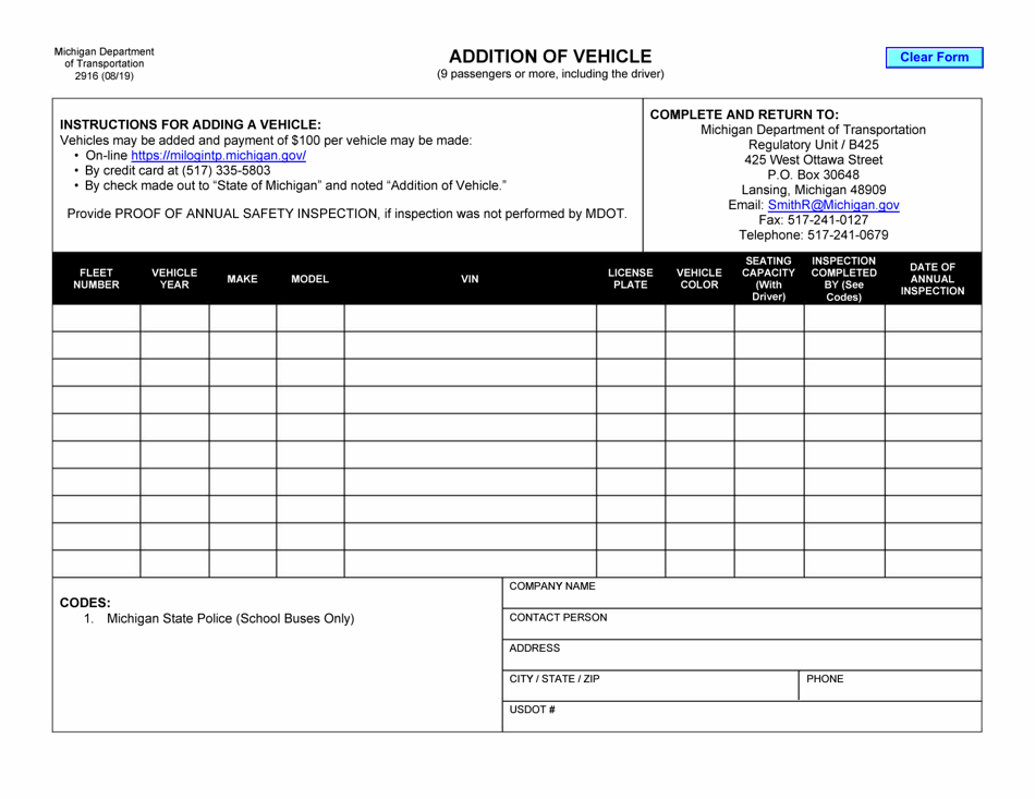 Form 2916 - Fill Out, Sign Online and Download Fillable PDF, Michigan ...
