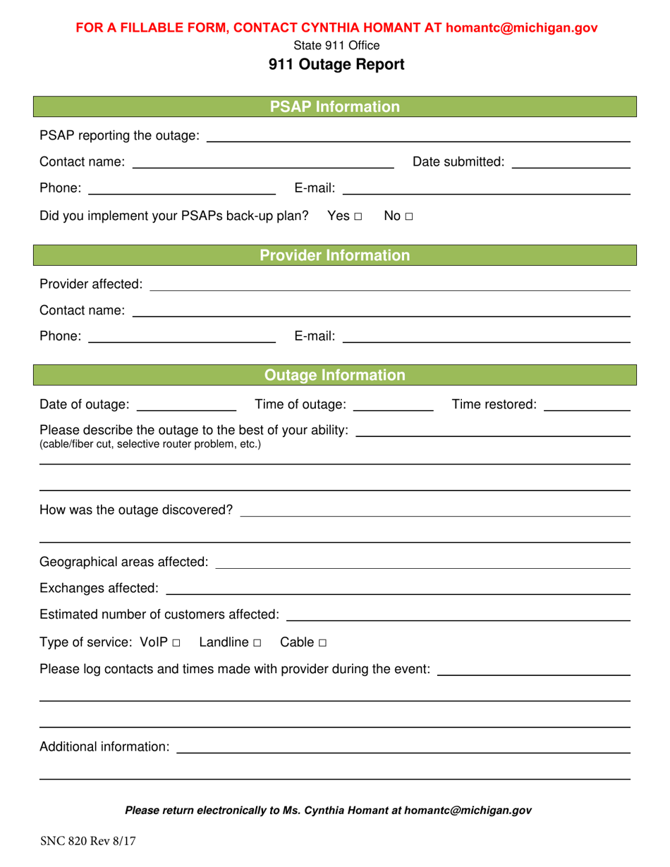Form SNC820 - Fill Out, Sign Online and Download Printable PDF ...