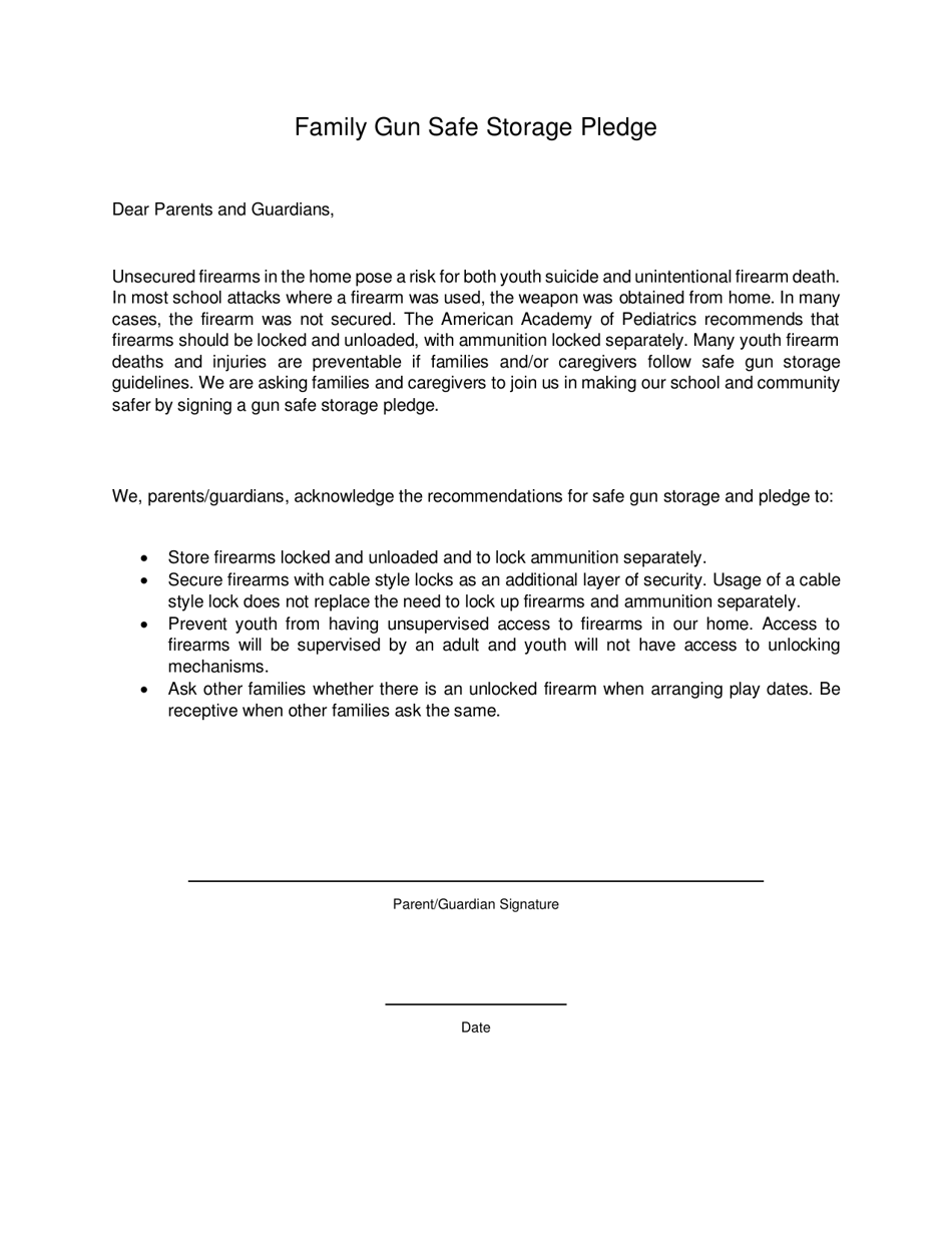 Michigan Family Gun Safe Storage Pledge - Fill Out, Sign Online and ...
