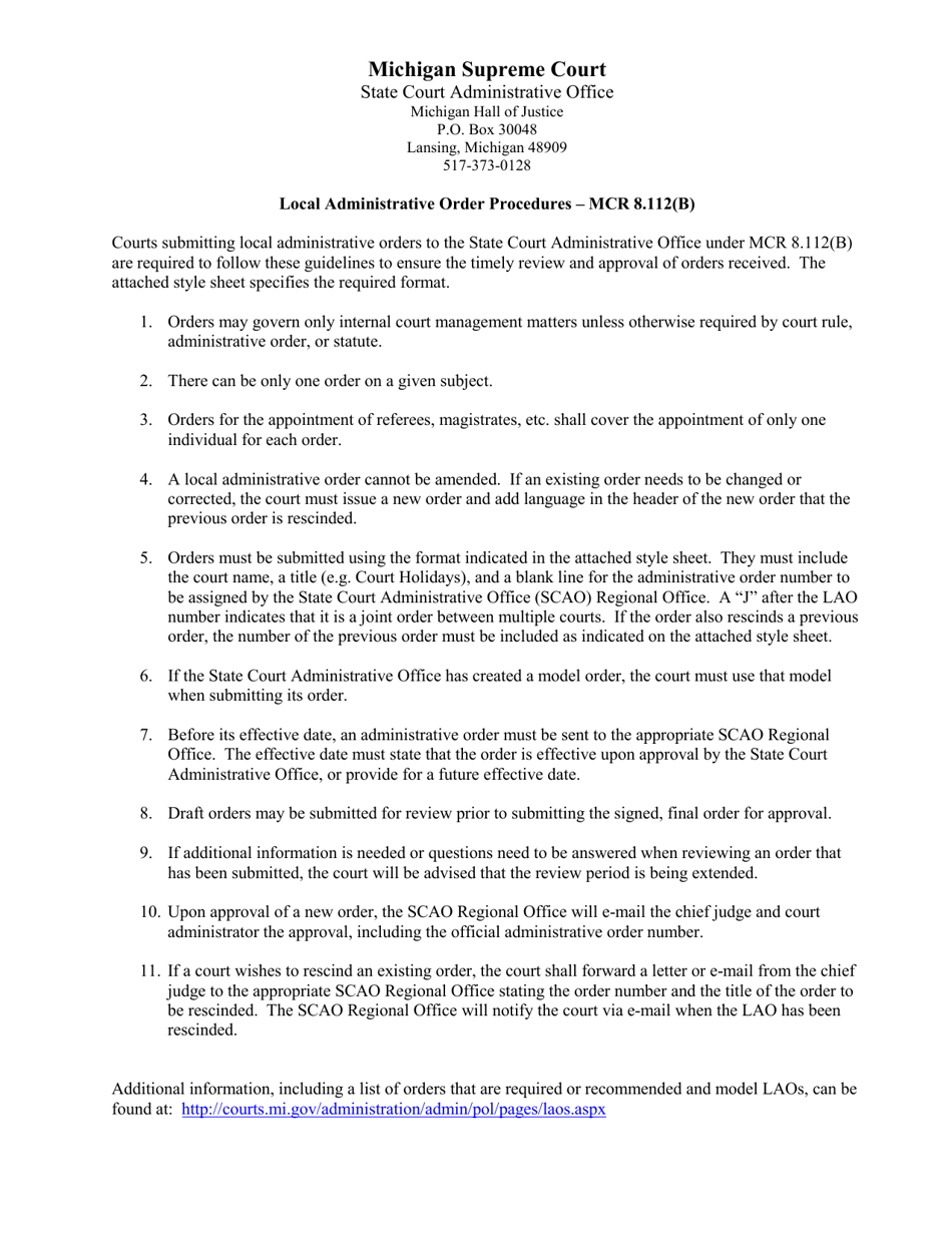 Michigan Style Sheet for Local Administrative Order - Fill Out, Sign ...