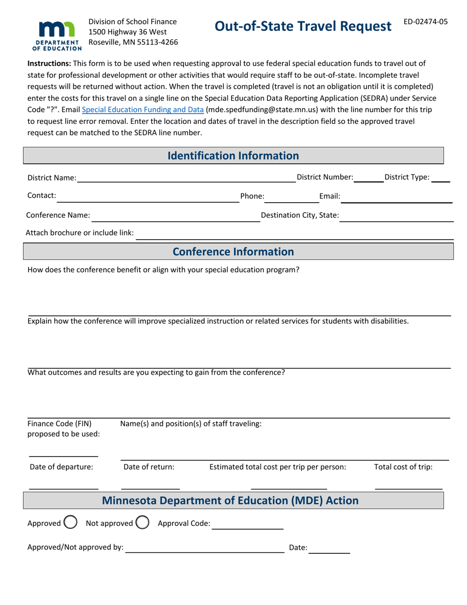 Form ED-02474-05 - Fill Out, Sign Online and Download Fillable PDF ...