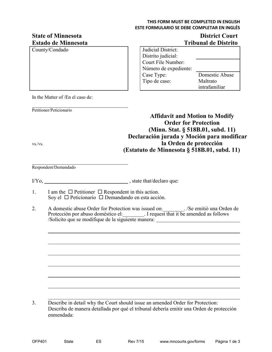 Form OFP401 - Fill Out, Sign Online and Download Printable PDF ...