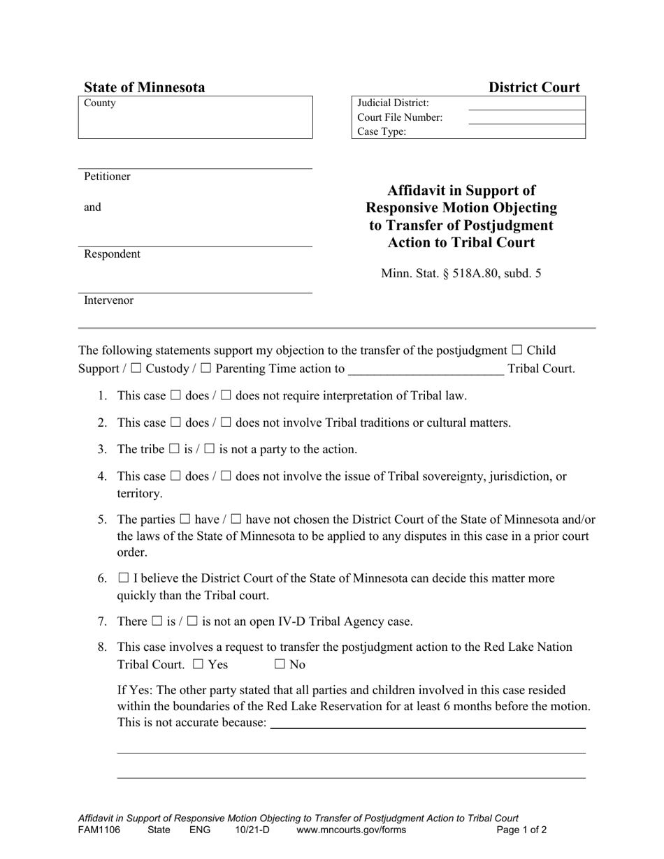 Form FAM1106 - Fill Out, Sign Online and Download Printable PDF ...