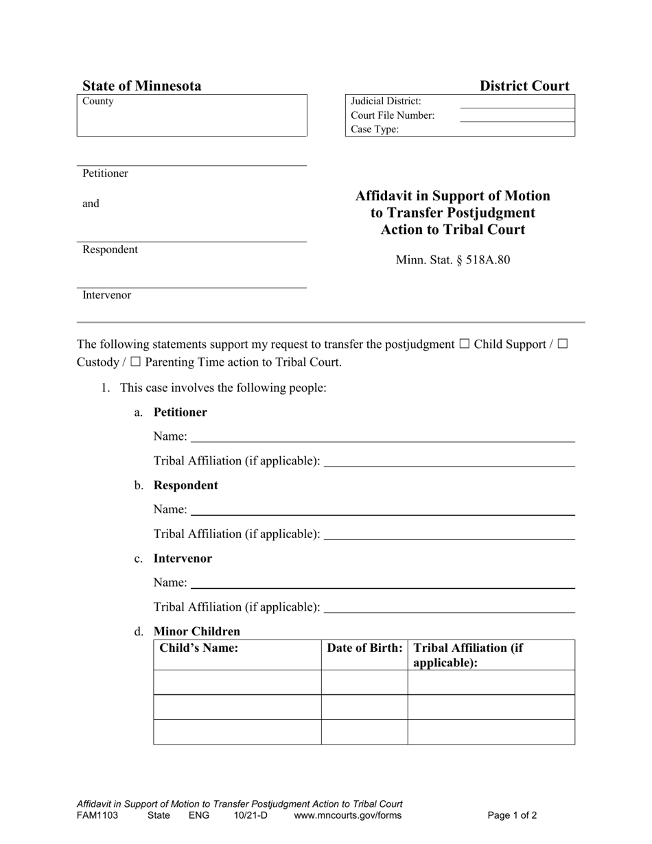 Form FAM1103 - Fill Out, Sign Online and Download Printable PDF ...