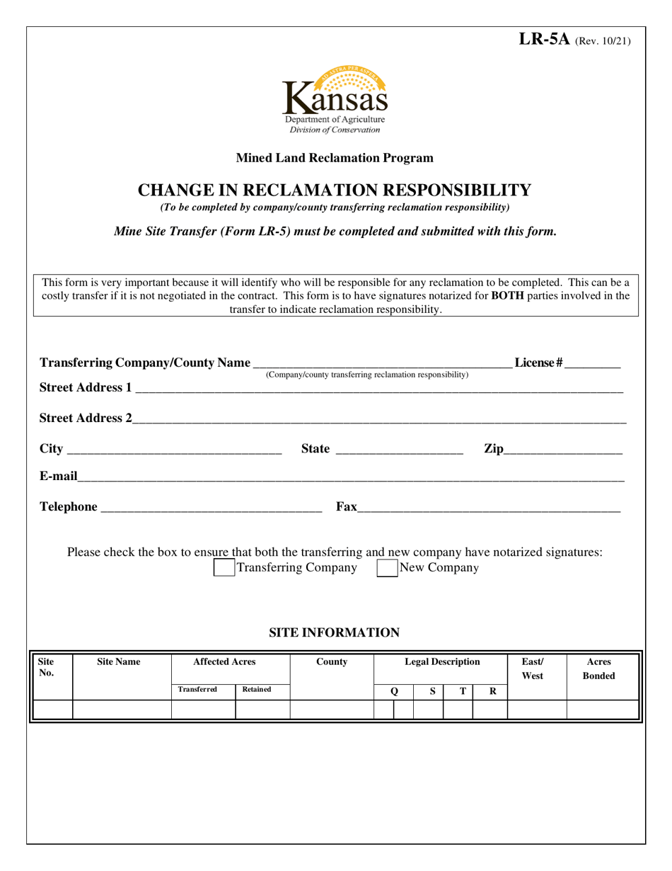 Form LR-5A - Fill Out, Sign Online and Download Fillable PDF, Kansas ...