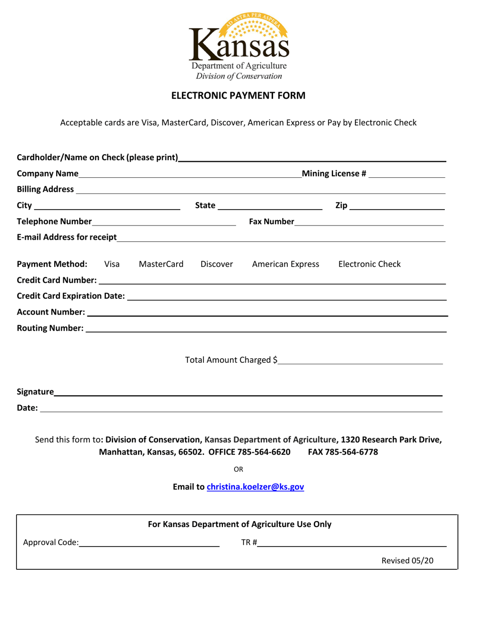 Kansas Division of Conservation Electronic Payment Form - Fill Out ...