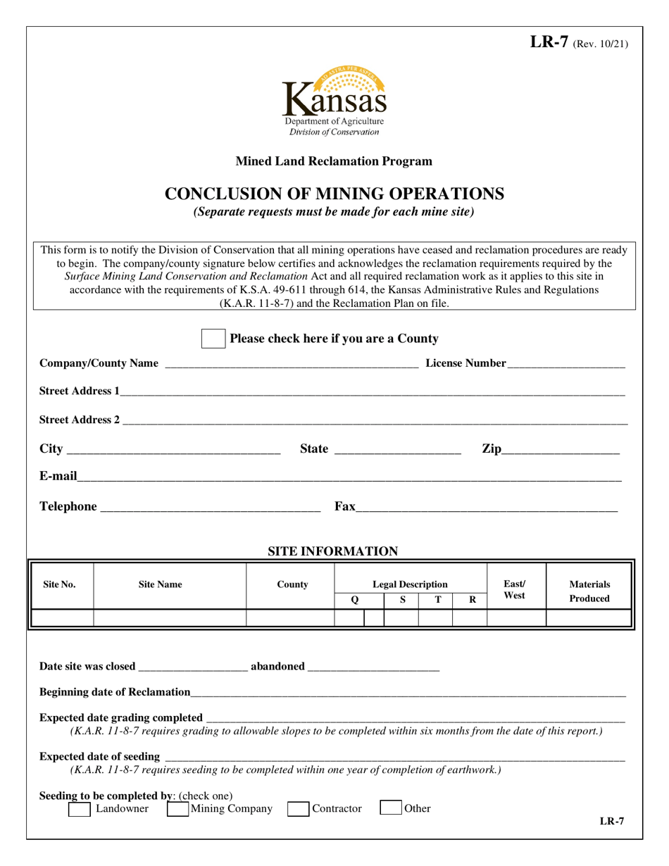 Form LR-7 - Fill Out, Sign Online and Download Fillable PDF, Kansas ...