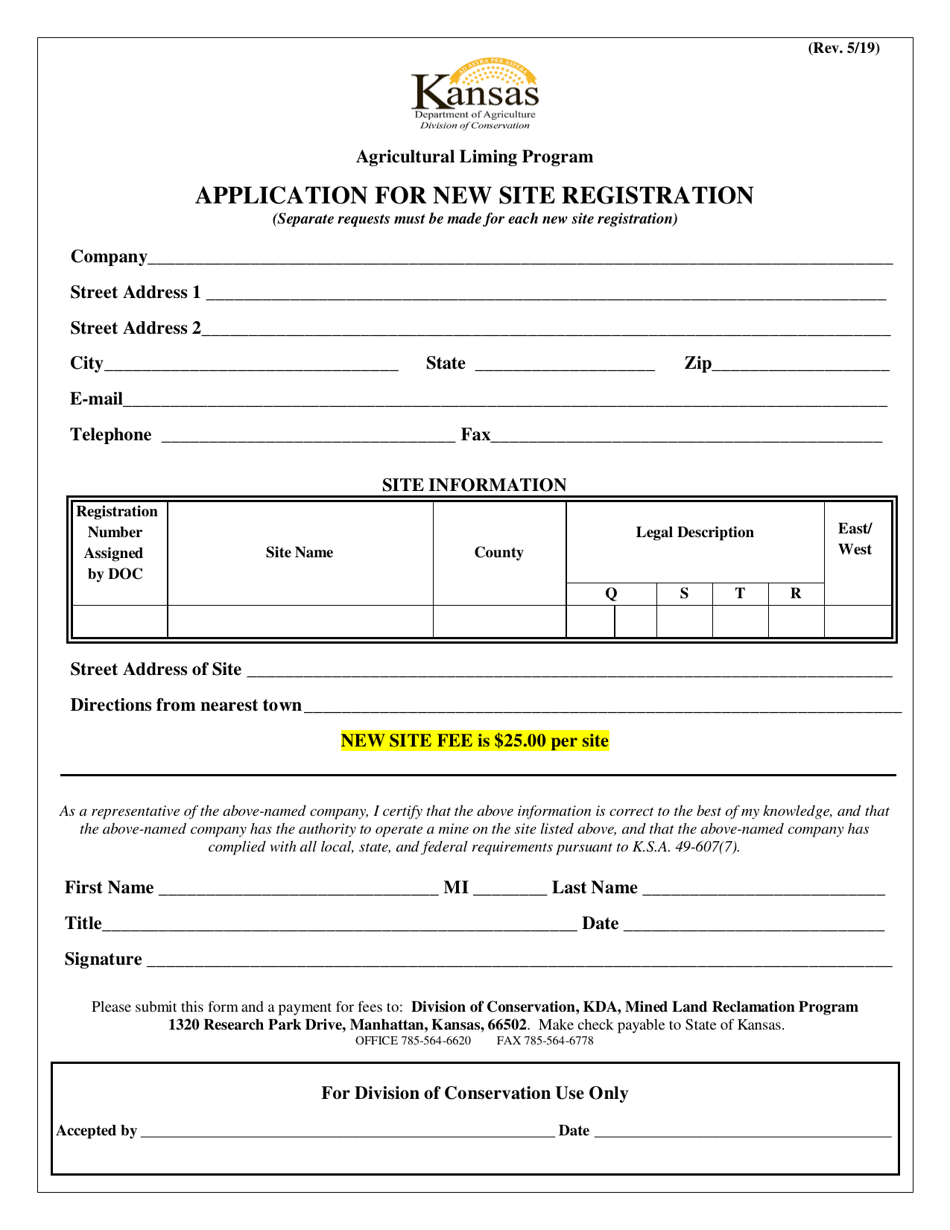 Kansas Application for New Site Registration - Fill Out, Sign Online ...