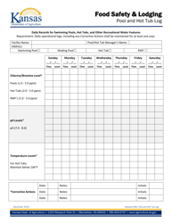 Kansas Pool and Hot Tub Log - Fill Out, Sign Online and Download PDF ...