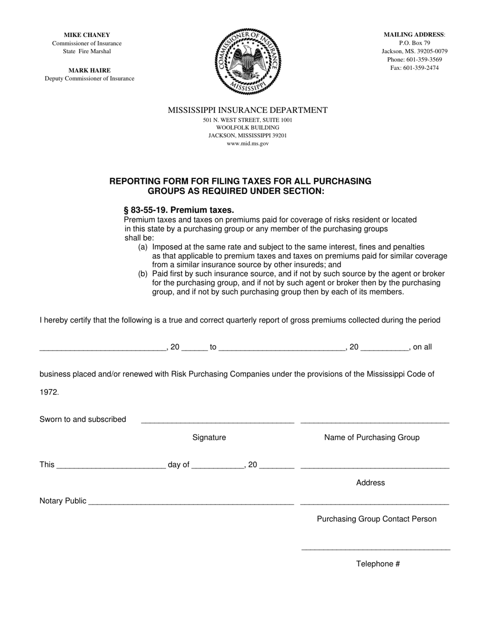 Mississippi Risk Purchasing Group Reporting Form - Fill Out, Sign ...