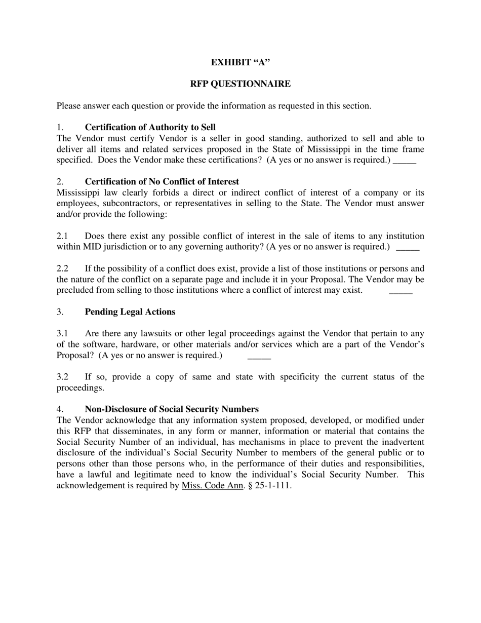 Mississippi Rfp Questionnaire - Fill Out, Sign Online and Download PDF ...
