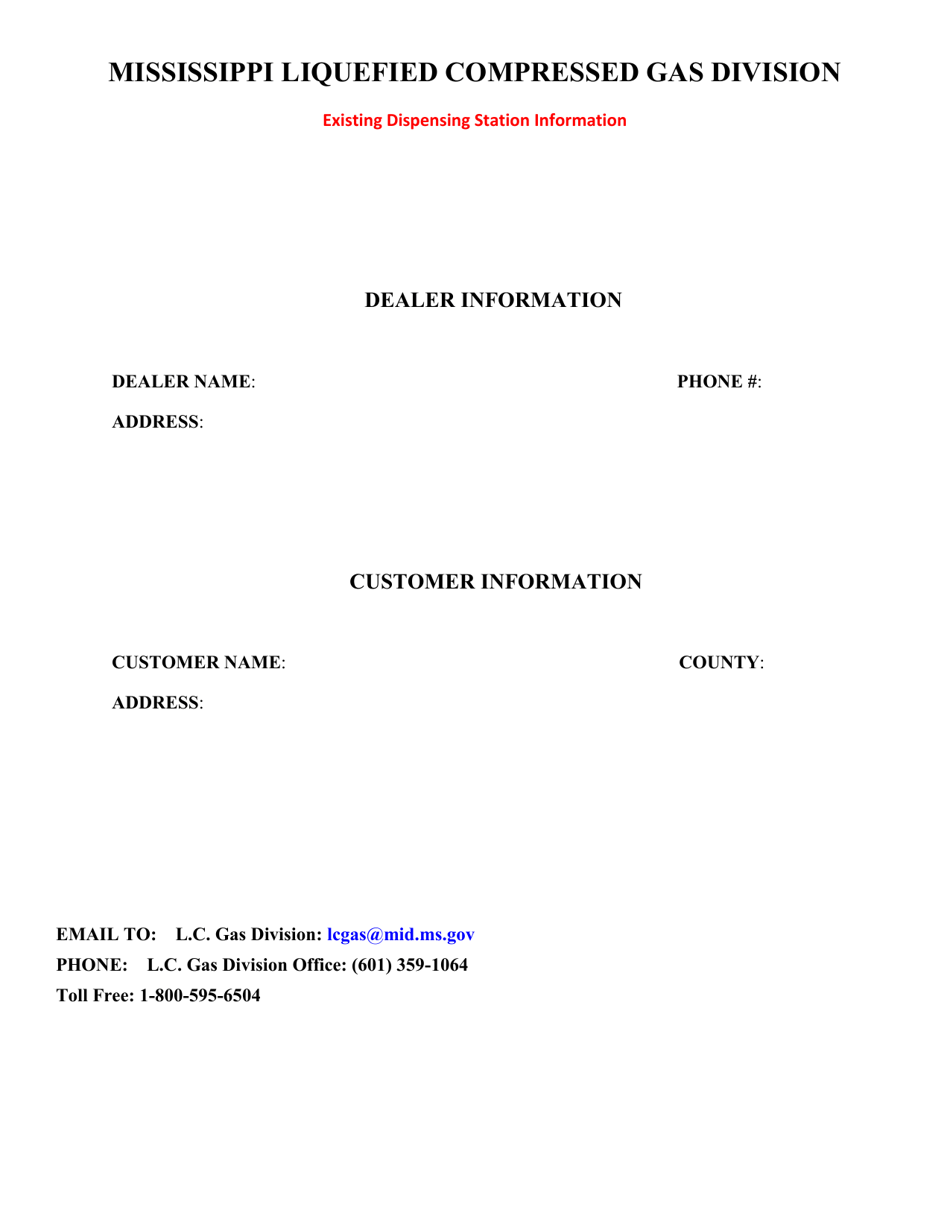 Mississippi Existing Dispensing Station Form - Fill Out, Sign Online ...