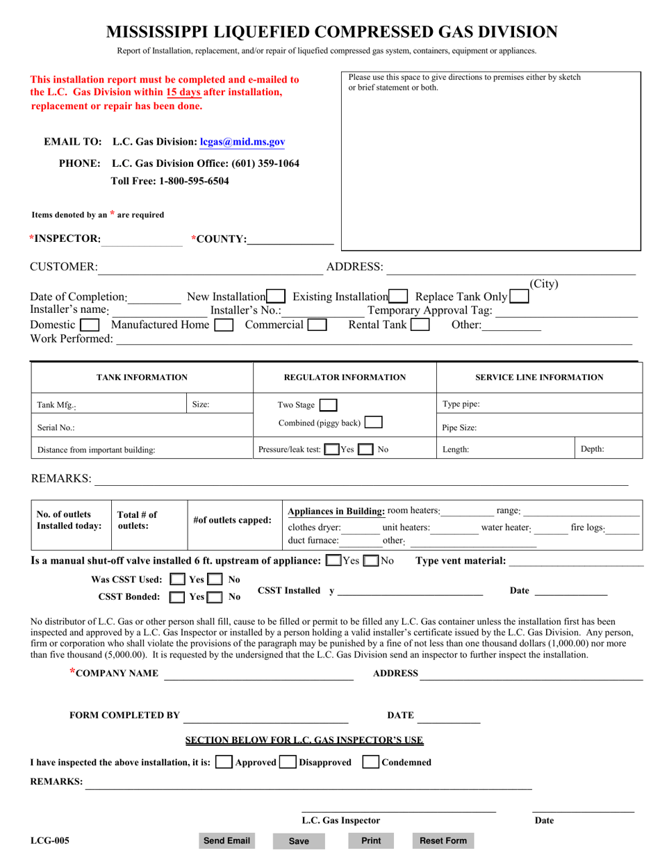 Form LCG-005 - Fill Out, Sign Online and Download Fillable PDF ...