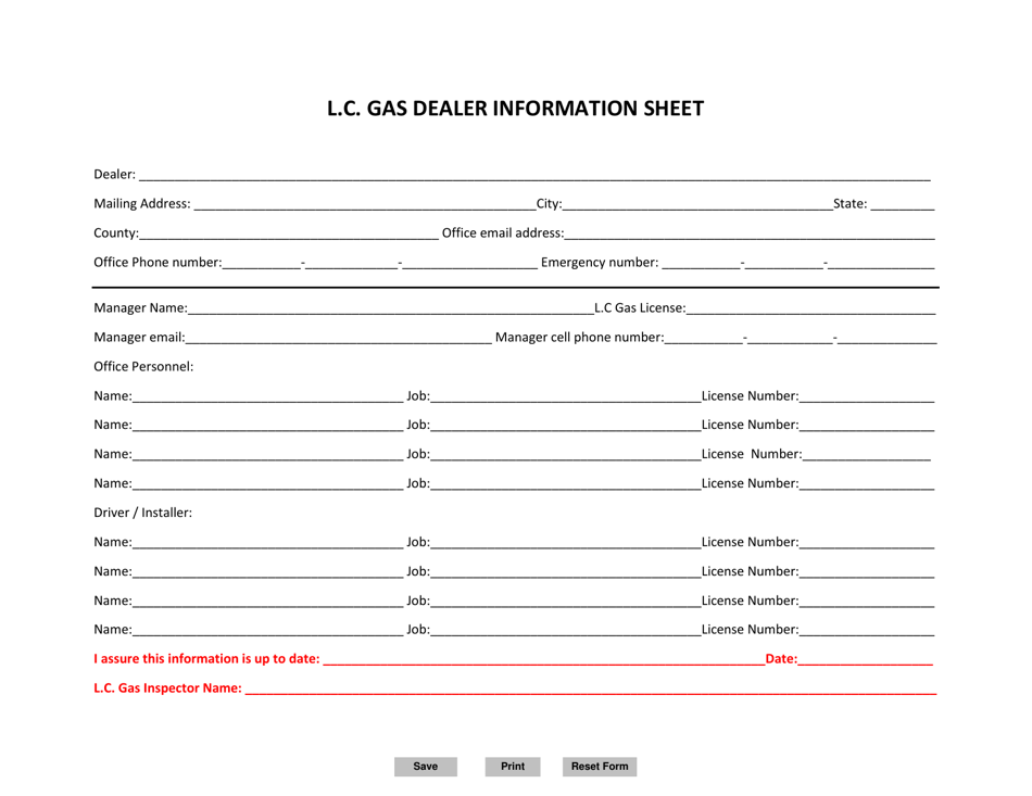 Mississippi L.c. Gas Dealer Information Sheet - Fill Out, Sign Online ...