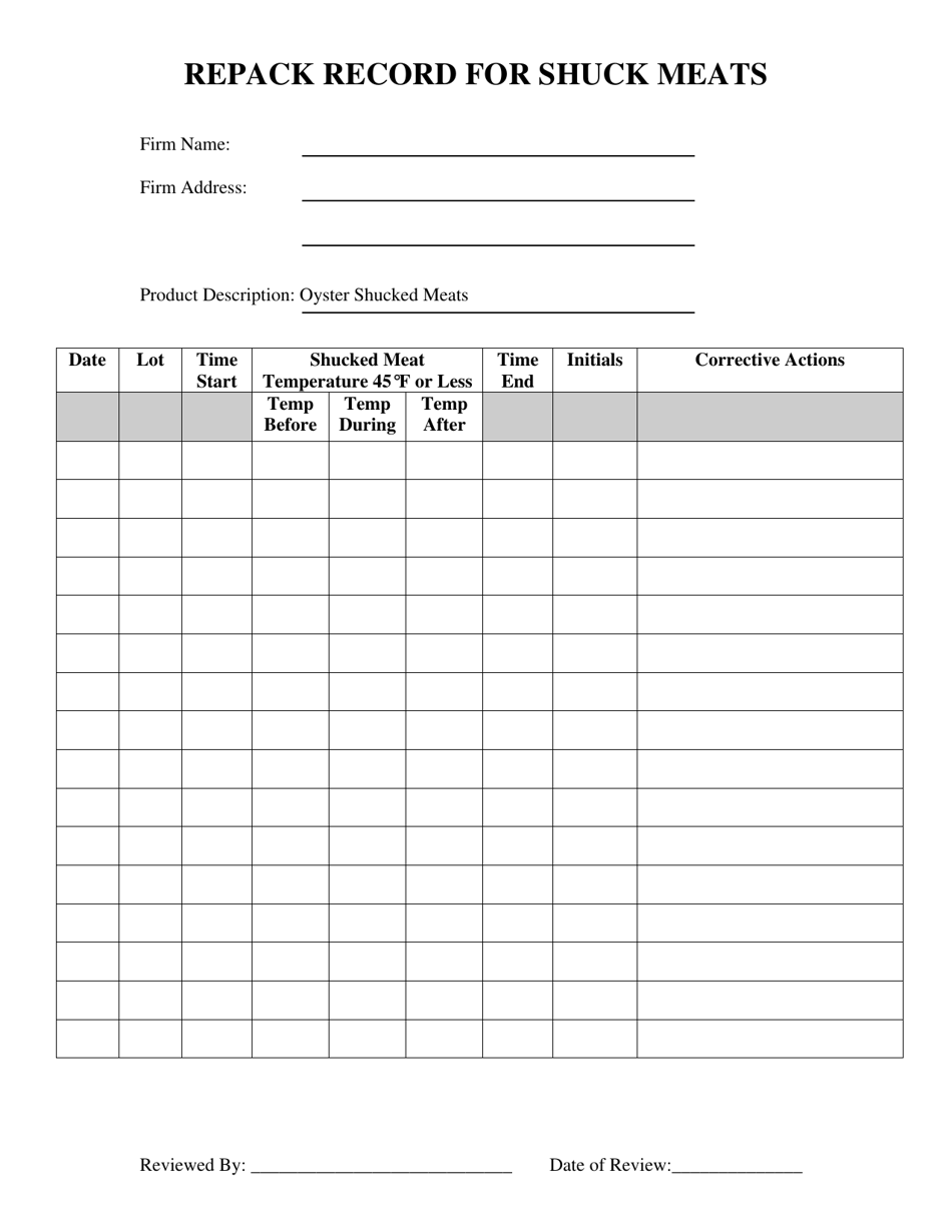 Mississippi Repack Record for Shuck Meats - Oyster Shucked Meats - Fill Out, Sign Online and ...