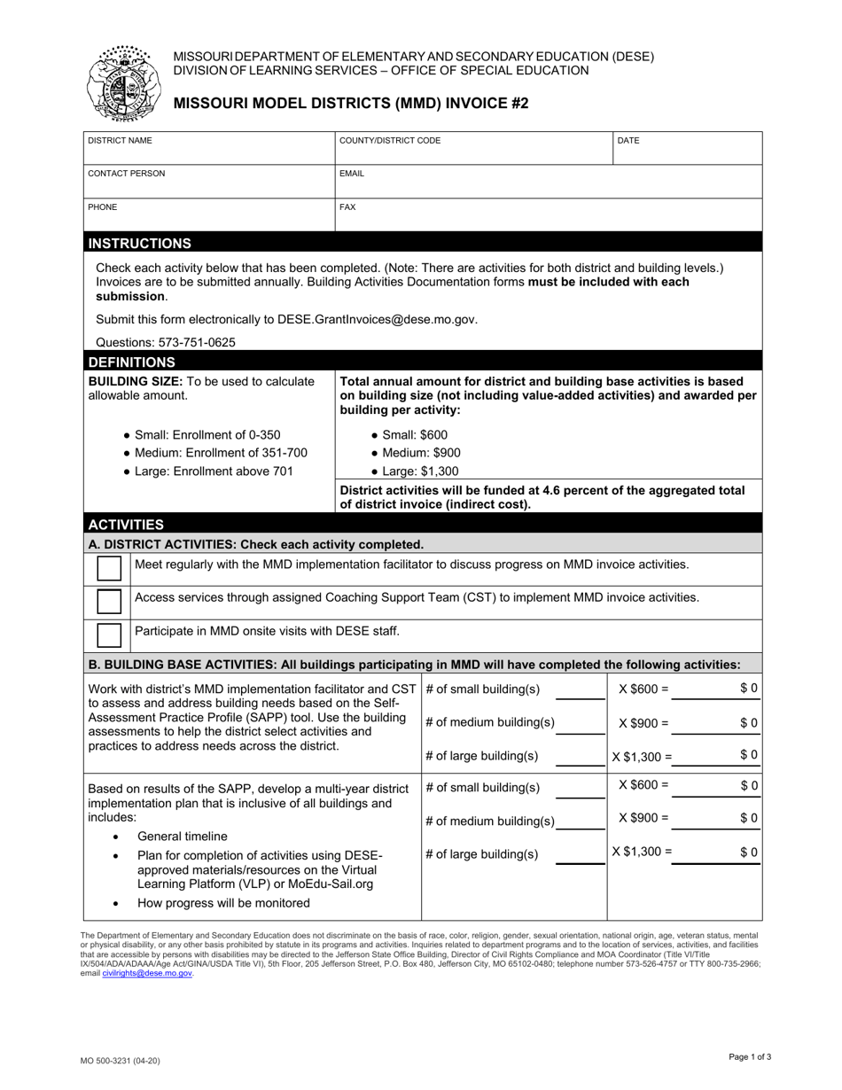 Form MO500-3231 - Fill Out, Sign Online and Download Fillable PDF ...