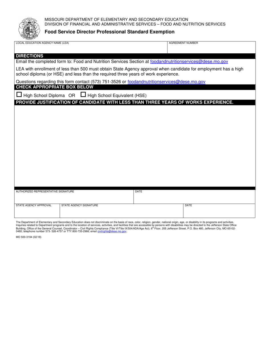 Form MO500-3194 - Fill Out, Sign Online and Download Fillable PDF ...