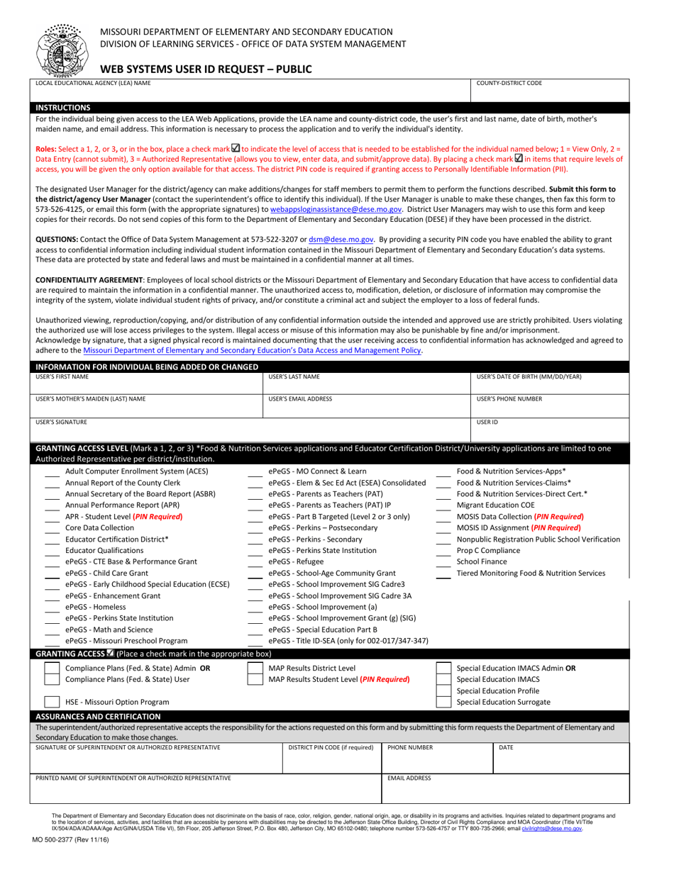 Form MO500-2377 - Fill Out, Sign Online and Download Printable PDF ...