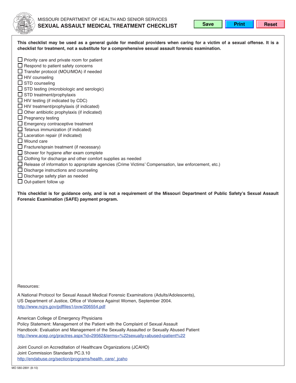 Form MO580-2891 - Fill Out, Sign Online and Download Fillable PDF ...