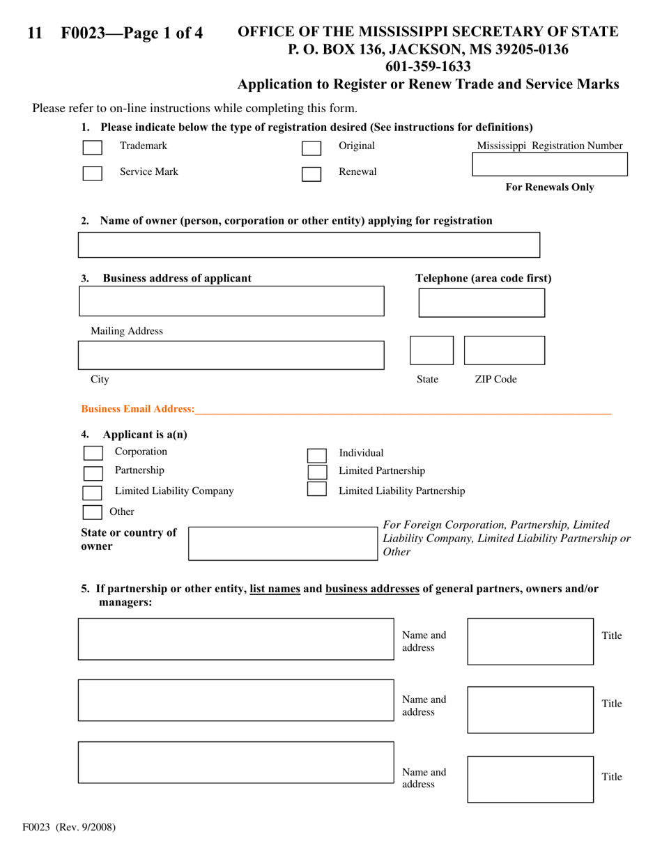 Form F0023 - Fill Out, Sign Online and Download Fillable PDF ...