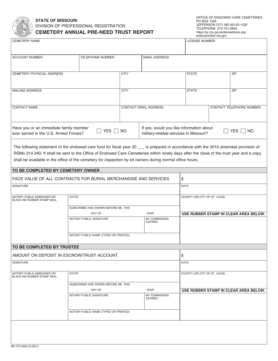 Form MO375-0924 - Fill Out, Sign Online and Download Fillable PDF ...