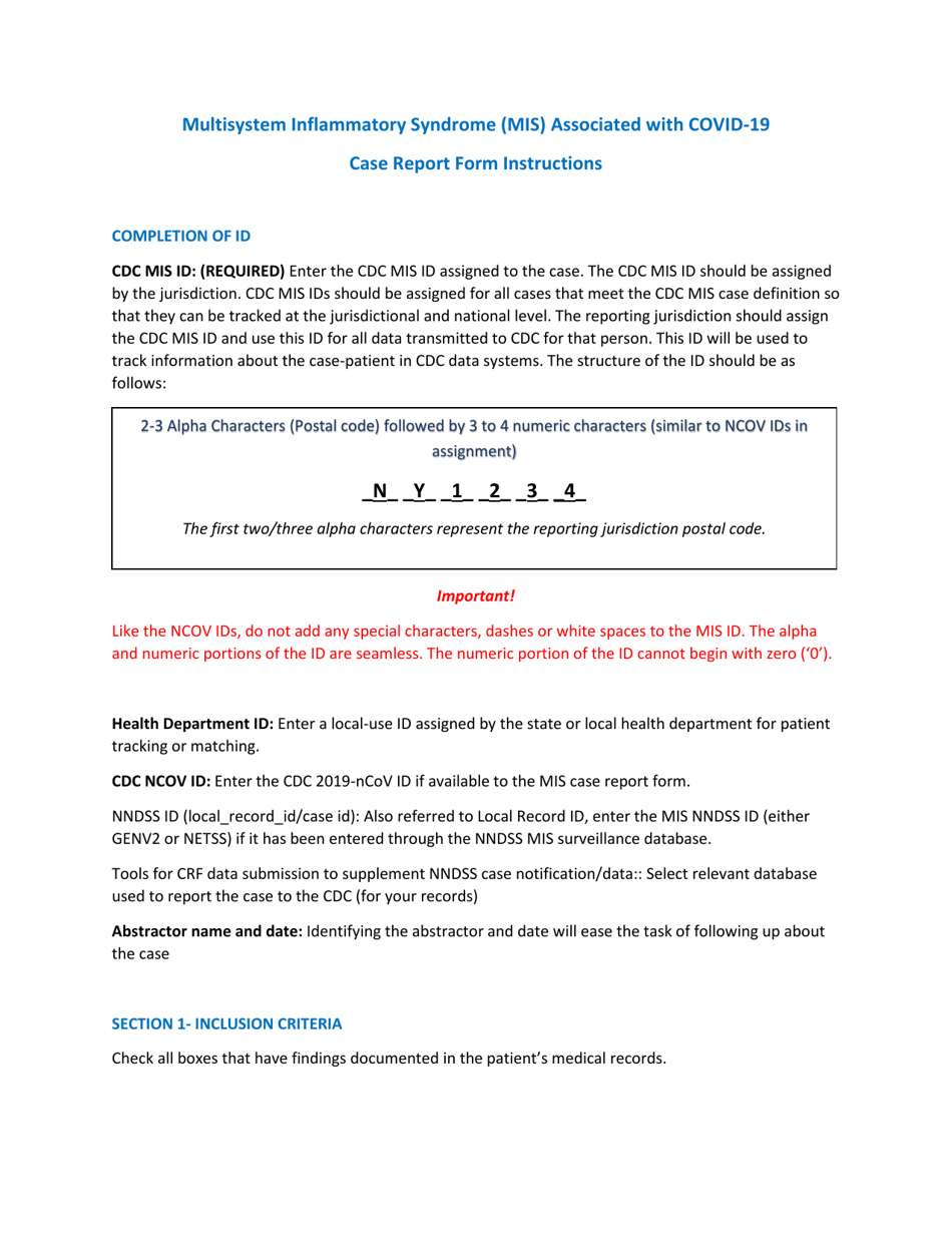 Download Instructions for Multisystem Inflammatory Syndrome Associated ...