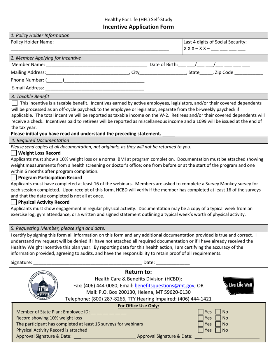 Montana Hfl Incentive Application Form - Fill Out, Sign Online and ...