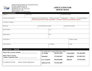 Missouri Application for House Move - Fill Out, Sign Online and ...