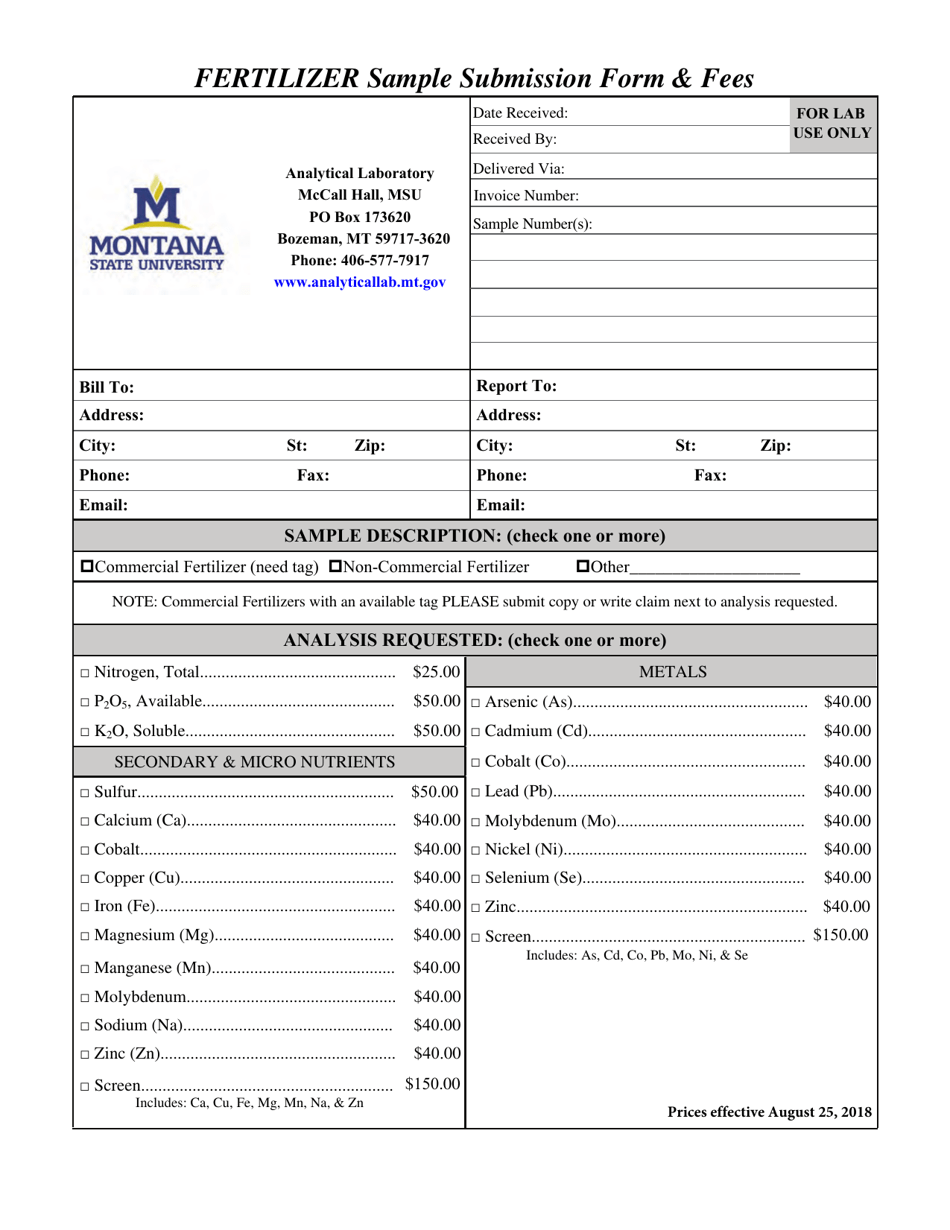 Montana Fertilizer Sample Submission Form - Fill Out, Sign Online and ...